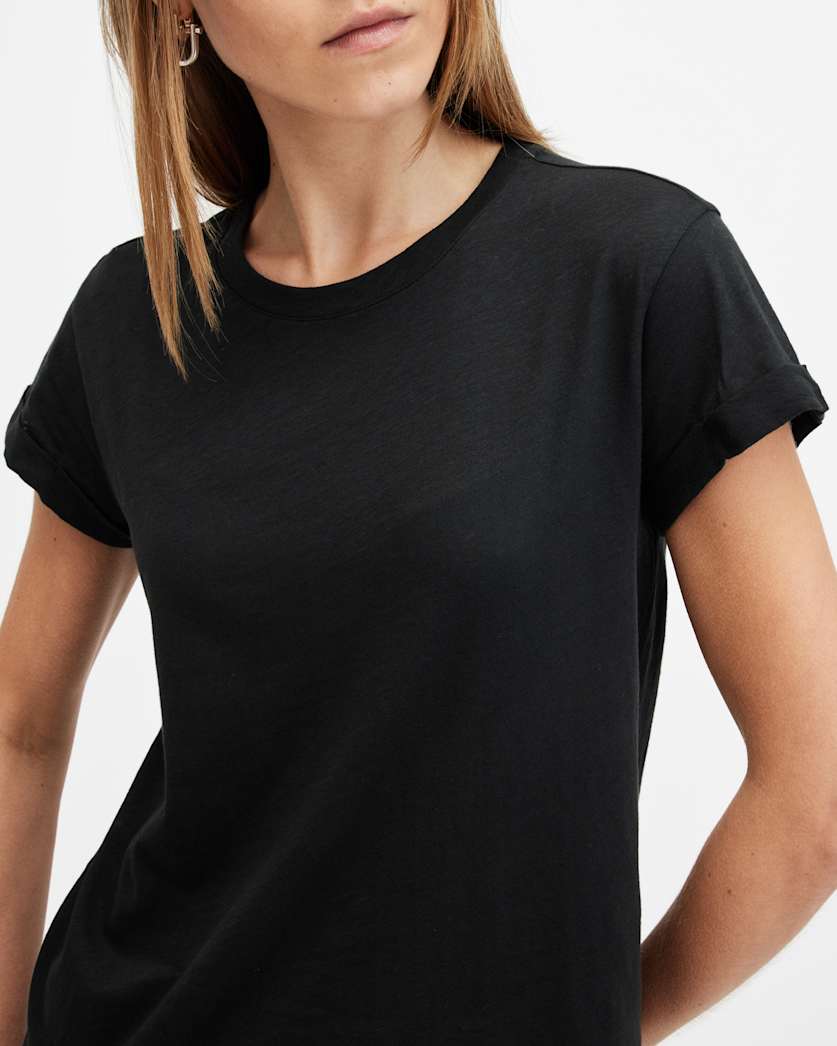 Anna Crew Neck Short Sleeve T-Shirt Black | ALLSAINTS